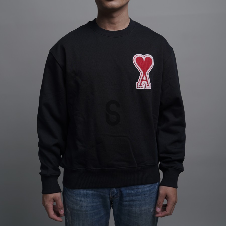Jual Ami Paris Sweater Decoeur Red Heart Black 100% Authentic | Shopee ...
