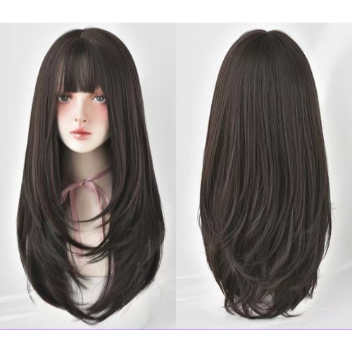 Jual Wig Wanita Full Kepala Rambut Palsu Wanita Korea Straight Lurus ...