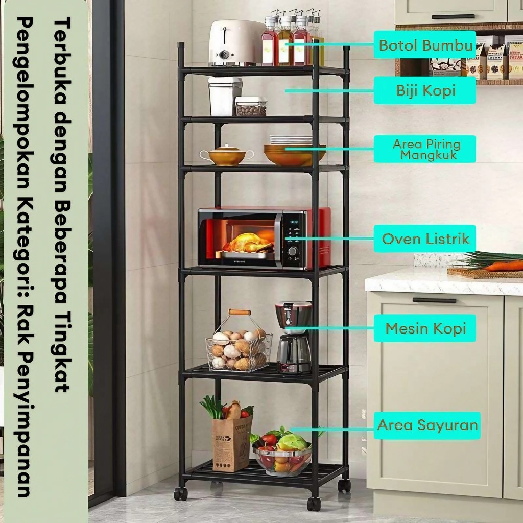 Jual Rak Susun Dapur Serbaguna Dengan roda Rak Troli Susun Rak kamar ...