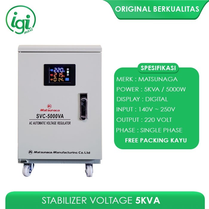 Jual STAVOLT SVC 5000W DIGITAL MATSUNAGA STAVOL LISTRIK STABILIZER ...