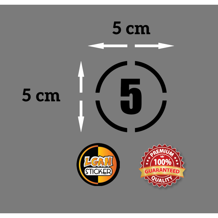 Jual Stiker Angka Model Bulat Strip Bahan Oracal Ukuran Diameter 5 cm ...