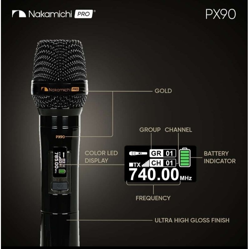 Jual Mic NAKAMICHI PX90 | NAKAMICHI PX-90 Wireless True Diversity Handheld Microphone Set ...