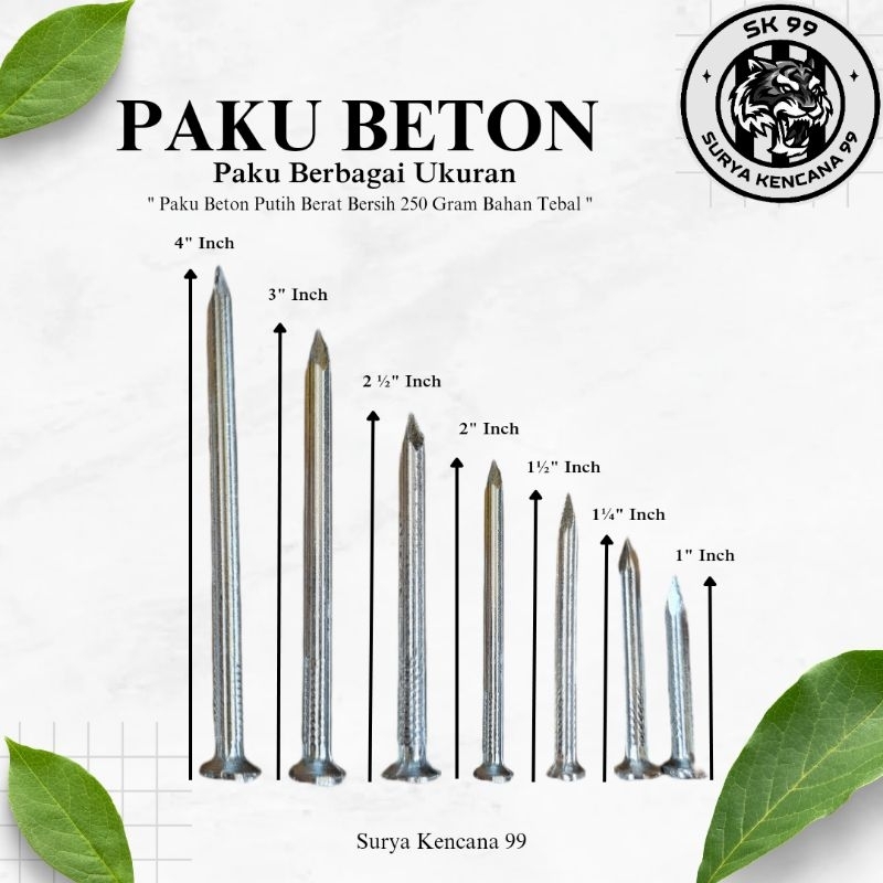 Jual Paku Beton Cor Putih ukuran Variasi Harga per 1 Kotak | Shopee ...