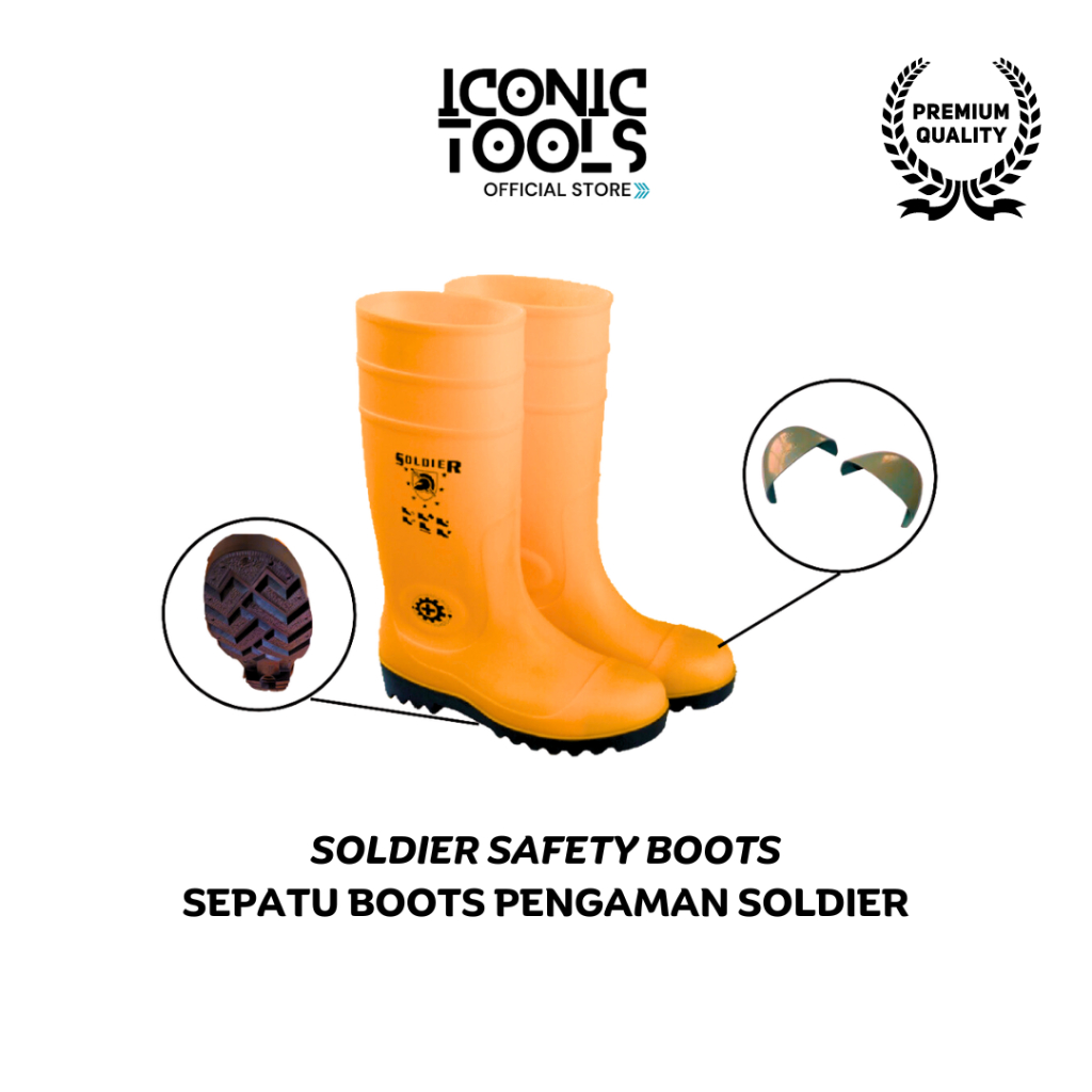 Jual Sepatu Boots Safety Karet Orange Ujung Besi SOLDIER/ Safety Boots ...