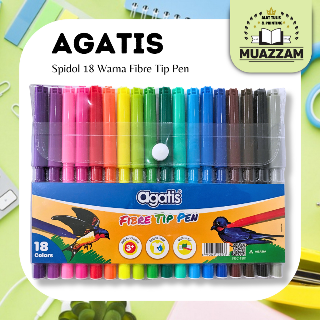 Jual Agatis Spidol 18 Warna Fibre Tip Pen | Shopee Indonesia