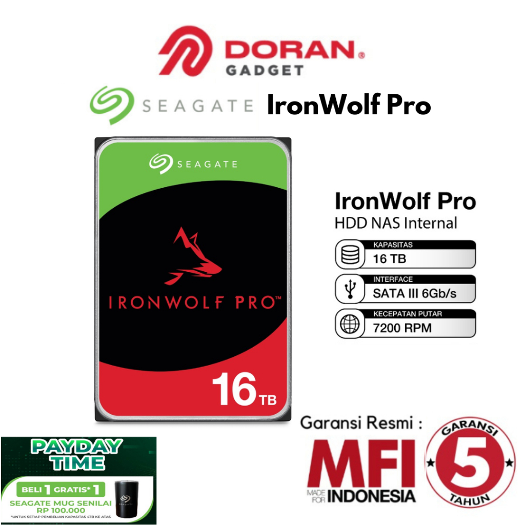 Jual Seagate IronWolf PRO 16TB Hardisk NAS SATA 7200RPM - Garansi Resmi ...