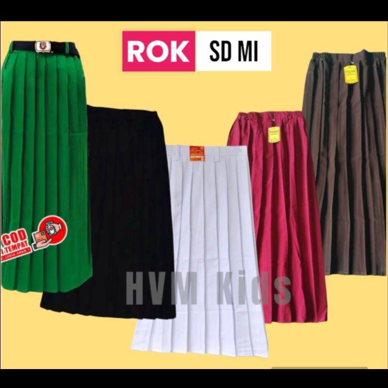 Jual Rok Panjang JUMBO Sekolah SD Merah Putih Hijau Hitam Cokelat ROK ...