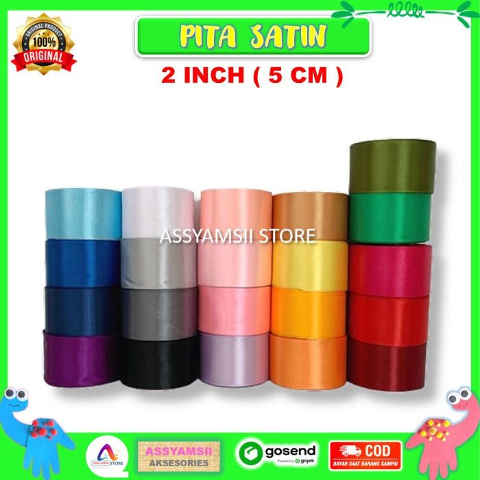 Jual Pita Satin Sateen 5 cm 2 inch Bahan Bucket Buket Bunga Hampers ...
