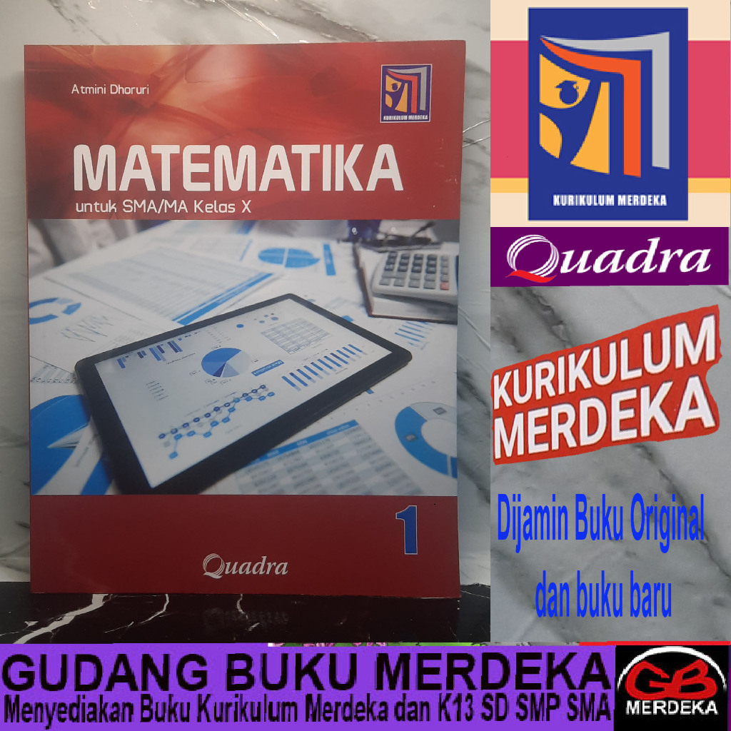 Jual MATEMATIKA Kelas 10/X SMA/MA Kurikulum Merdeka Penerbit: Quadra, Penulis: Atmini Dhoruri ...