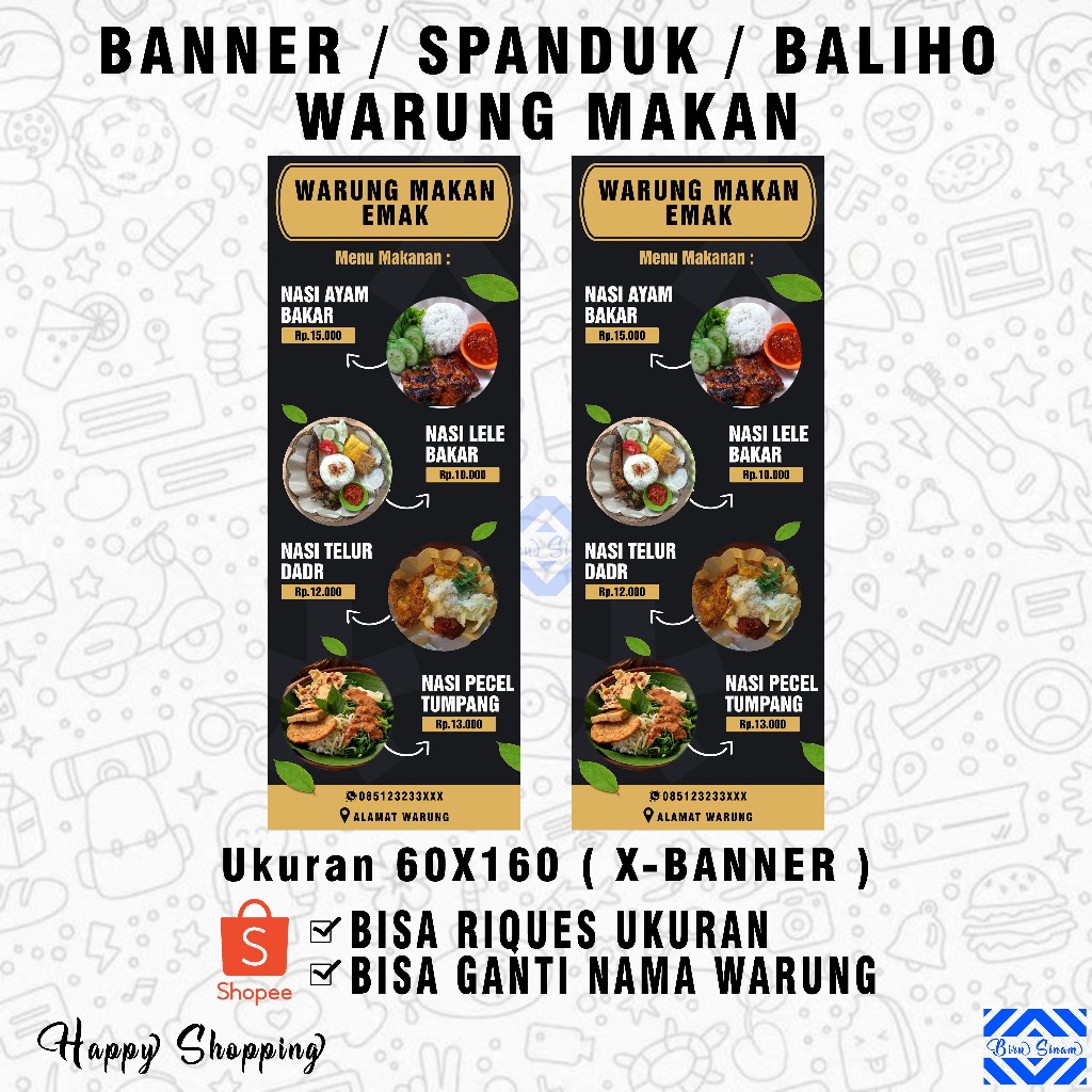 Jual Banner Spanduk WARUNG MAKAN Ukuran 60X160 CM ( X-BANNER ) MURAHHHH ...