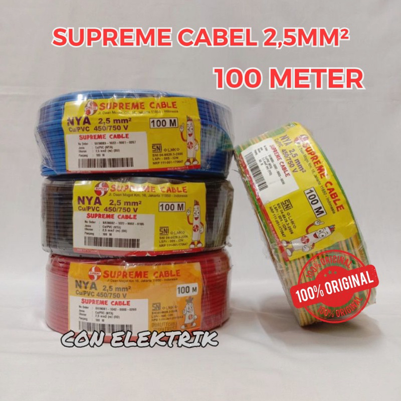 Jual Kabel NYA SUPREME 1x2.5 2.5MM 2,5 MM 100MTR 100 MTR SUPREME KAWAT TUNGGAL 100METER 100 ...