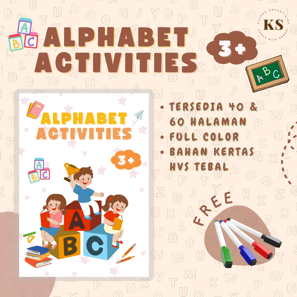 Jual ALPHABET ACTIVITIES For Kids 3+ Years Paud TK Wipe & Clean ...