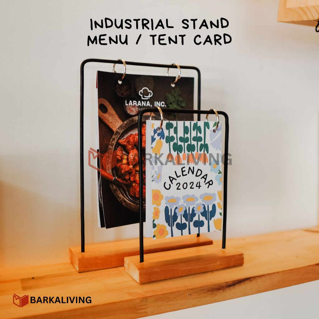Jual Stand Menu Industrial Gantungan Tent Card Foto Nomer Meja Kalender ...