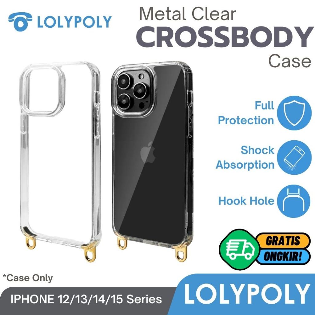 Jual LOLYPOLY Metal Sling Case Clear Crossbody Case For iPhone Series ...