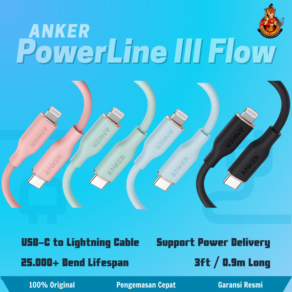 Jual Anker Kabel Data Anker Powerline III Flow Type C to Lightning 3ft ...