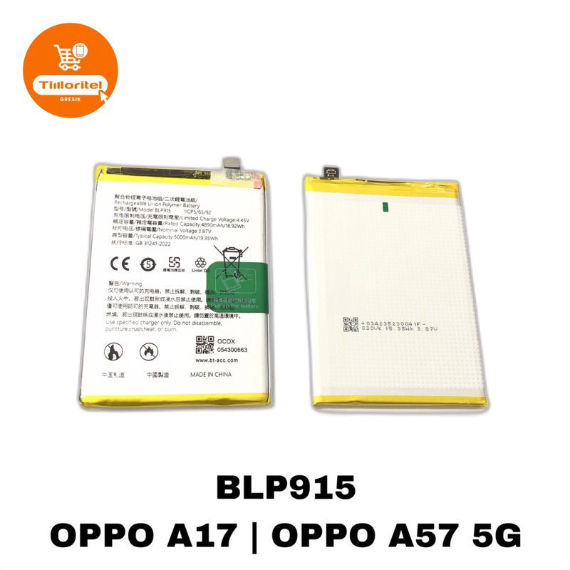 Jual BATTERY BLP915 OPPO A17 CPH2477 / BATRE BATERAI OPPO A57 5G BLP915 ...