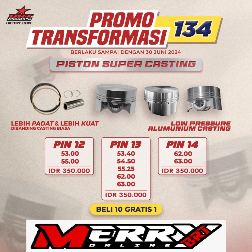 Jual PISTON SUPER CASTING BRT SEHER DAN RING SET SEMI FORGED PIN 12 PIN 13 PIN 14 | Shopee Indonesia