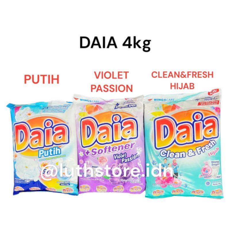 Jual DAIA DETERJEN BUBUK PUTIH VIOLET 4KG | Shopee Indonesia