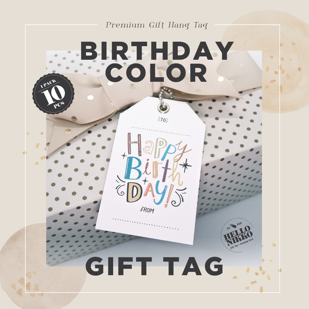 Jual Birthday color Gift tag - Hang tag kartu ucapan kado sticker ...