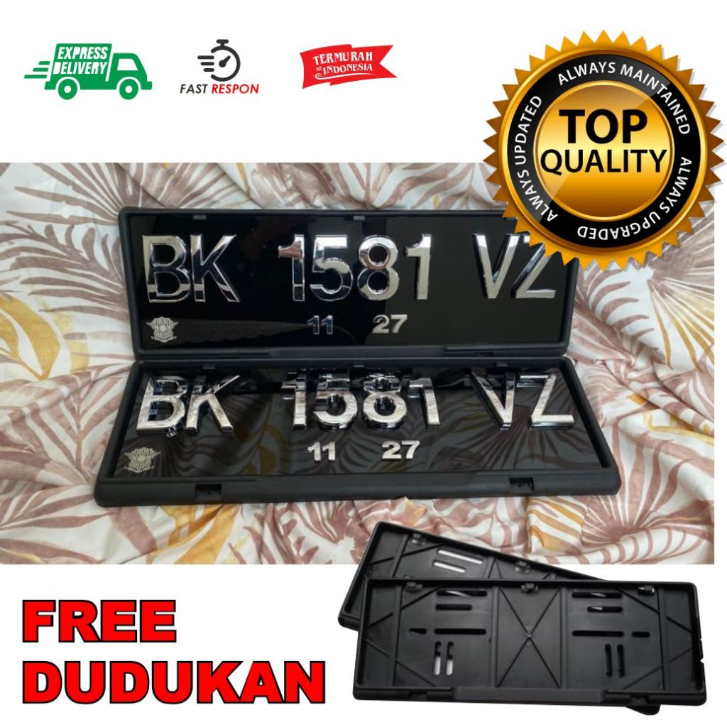 Jual Plat Nomor Mobil Timbul Mewah - Cembung Chrome - FREE COVER | Shopee Indonesia