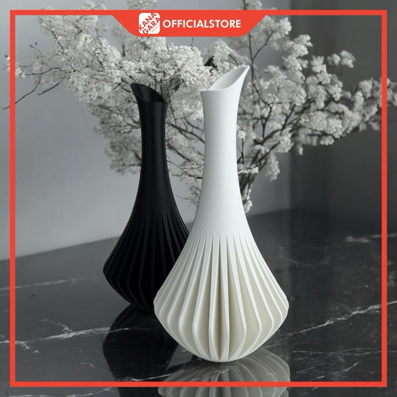 Jual PLASTICITY Pot Vas Bunga Fluted Slim Flower Vase Tanaman Estetik ...