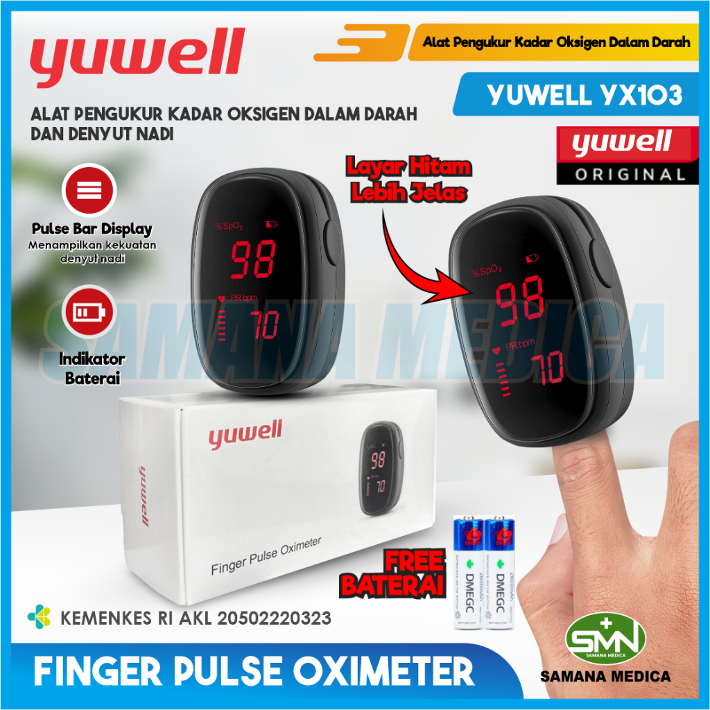 Jual YUWELL Finger Pulse Oximeter YX103 - Alat Saturasi Pengukur Kadar ...