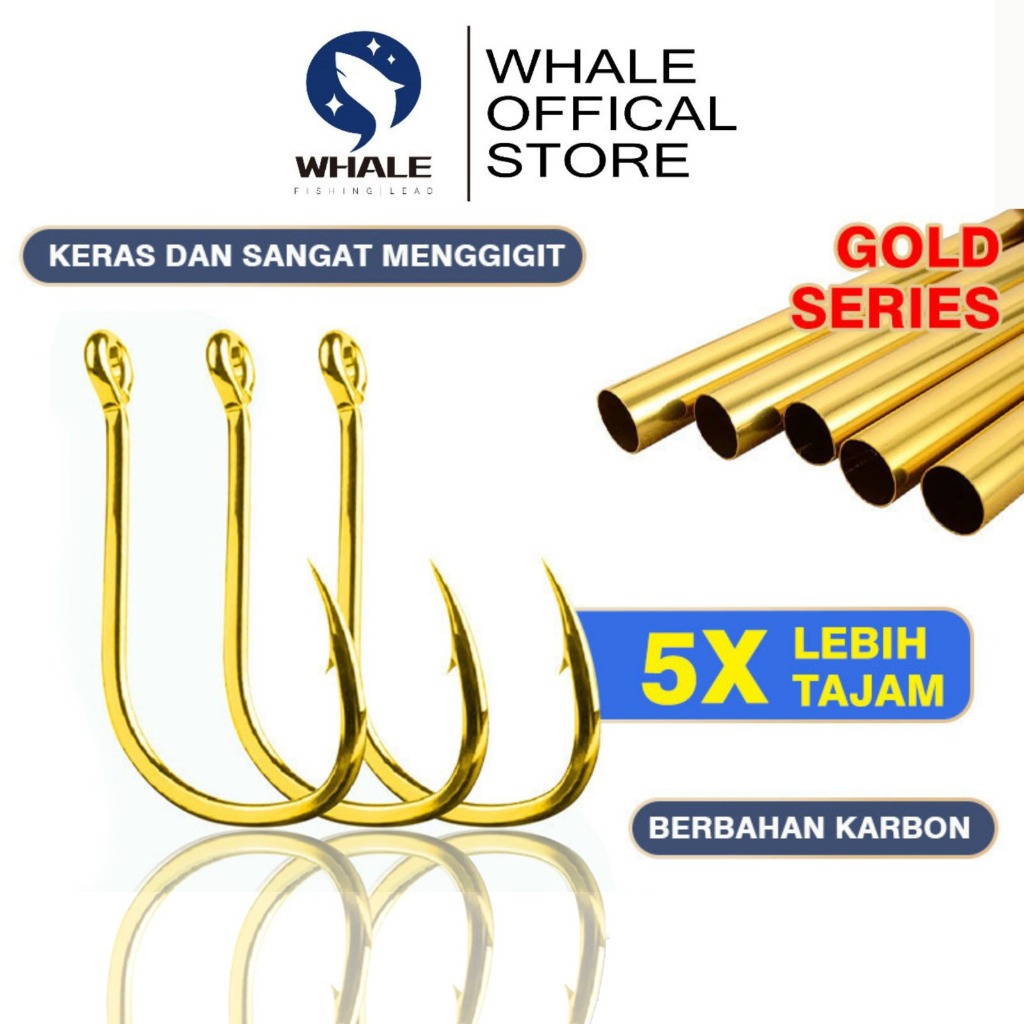 Jual WHALE - Kail Pancing Gold isi 20pcs Kail Pancing Bahan Baja Karbon ...
