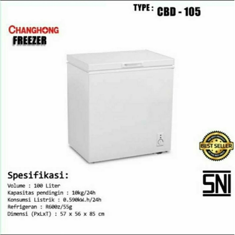 Jual Changhong CBD-105 Chest Freezer Box 100 L Lemari Pembeku Daging Es ...