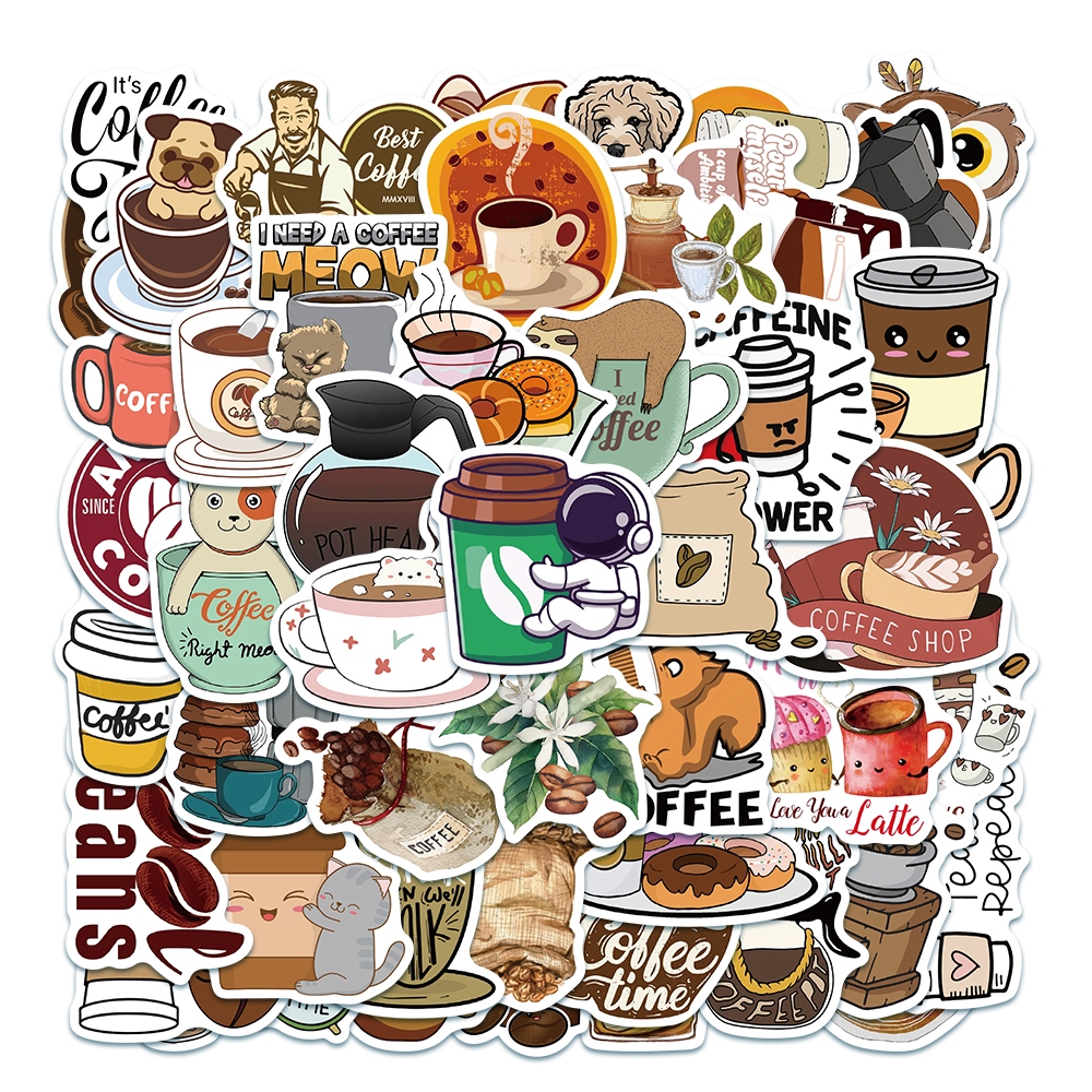 Jual New kopi Stiker lucu coffee cup Anti Air Stikers Berperekat ...