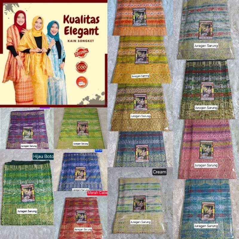 Jual Kain Tenun Songket Thailand + Selendang Syal Ecer Dan Grosir Khas Sulawesi Palembang ...