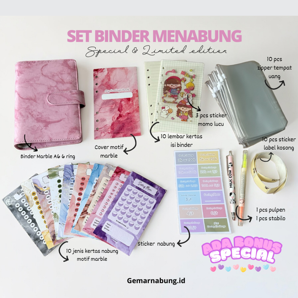 Jual Paket Binder Nabung Keuangan Lengkap Marble Series, Eksklusif dan ...