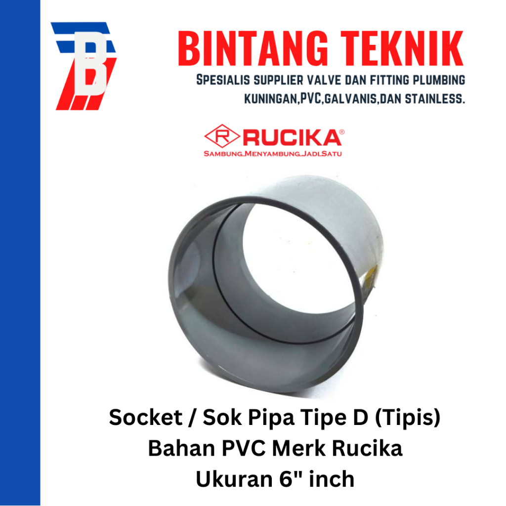 Jual Socket / Sok PVC Rucika 6" inch - D (Tipis) | Shopee Indonesia