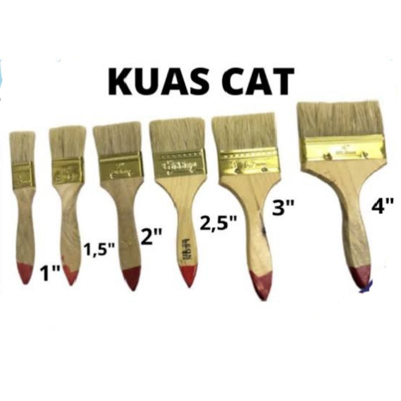 Jual Kuas Cat Kuas Tangan Gagang Kayu 1" 1,5" 2" 2,5" 3" 4" 5" Inchi ...
