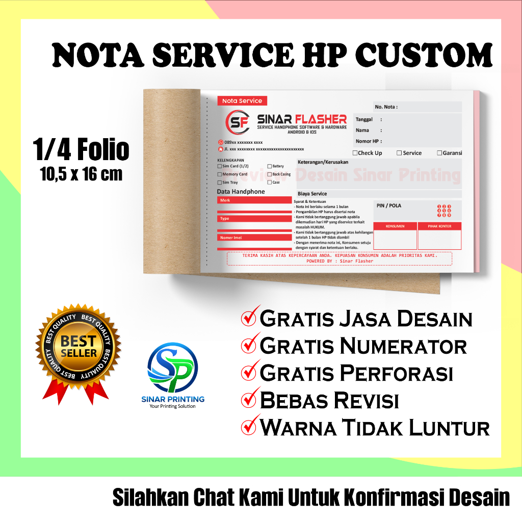 Jual CETAK NOTA SERVICE HP CUSTOM 1 RANGKAP 2 RANGKAP | Shopee Indonesia