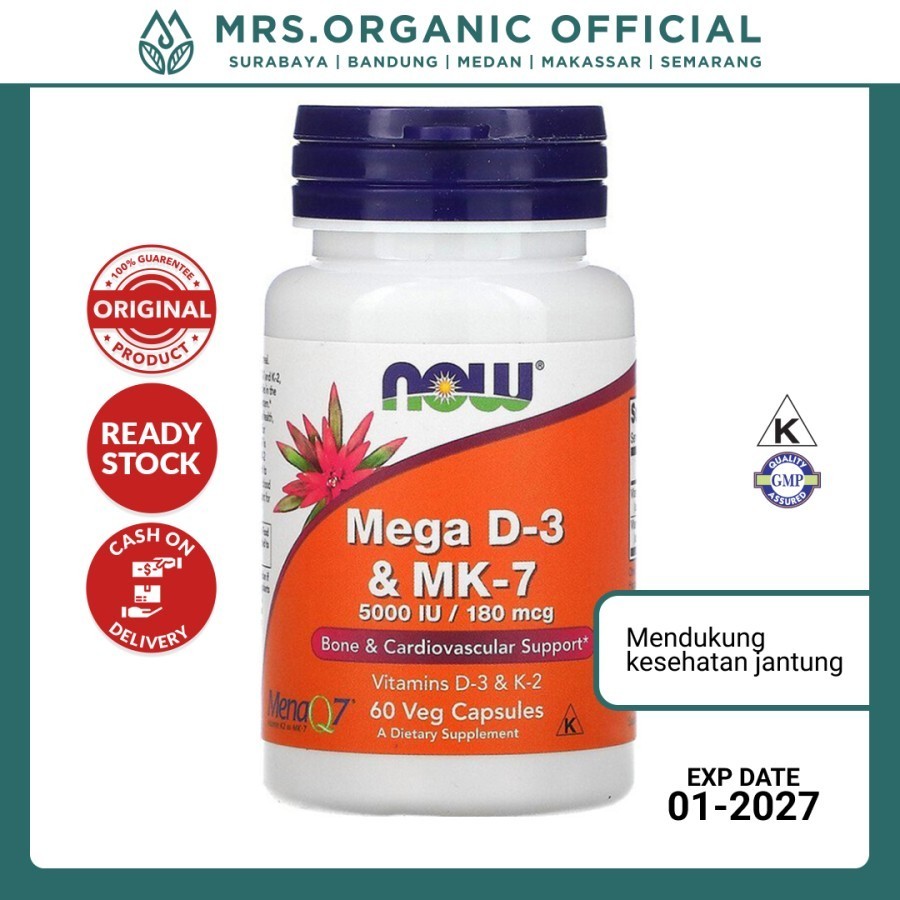 Jual NOW Mega D3 & K2 MK7 – 5000 IU | 60 Kapsul | Jantung Sehat, Anti ...