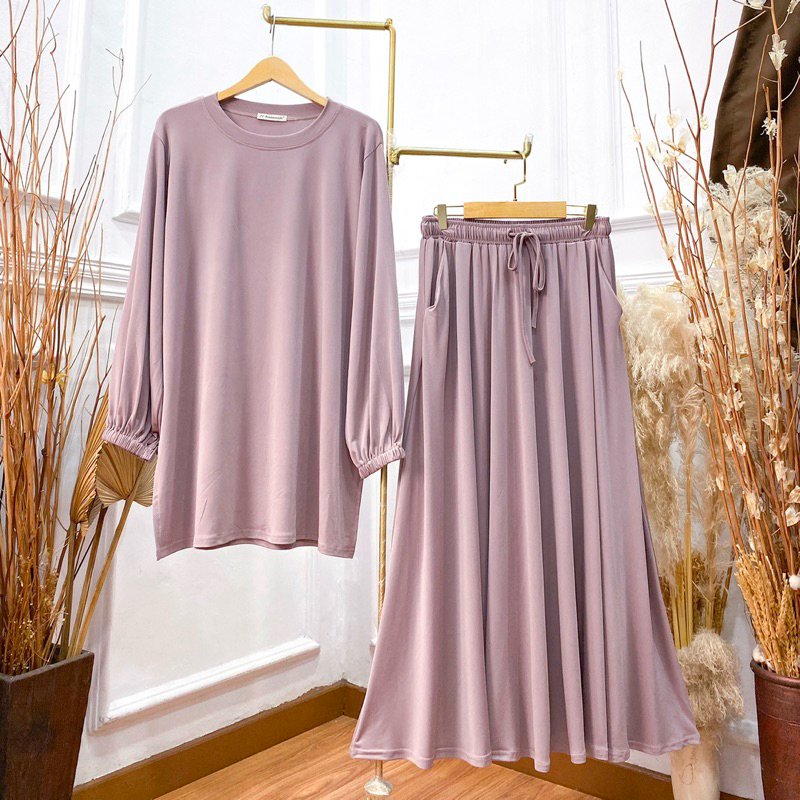 Jual Setelan Rok Serut Baju Kurung Jersey Premium Polos Adem - JV ...