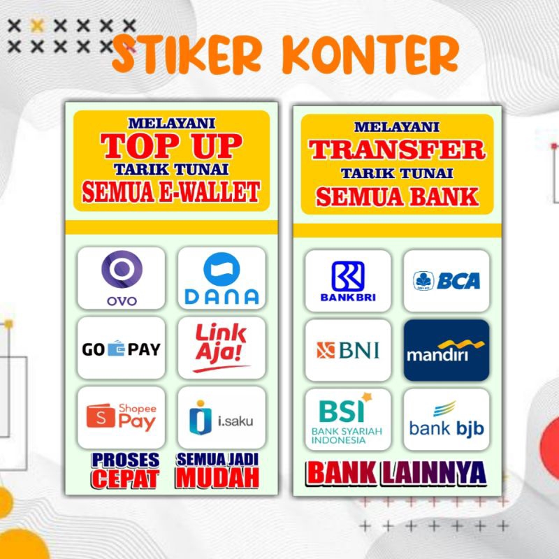 Jual CETAK STIKER POSTER KONTER EWALET & BANK (bukan top up) | Shopee ...