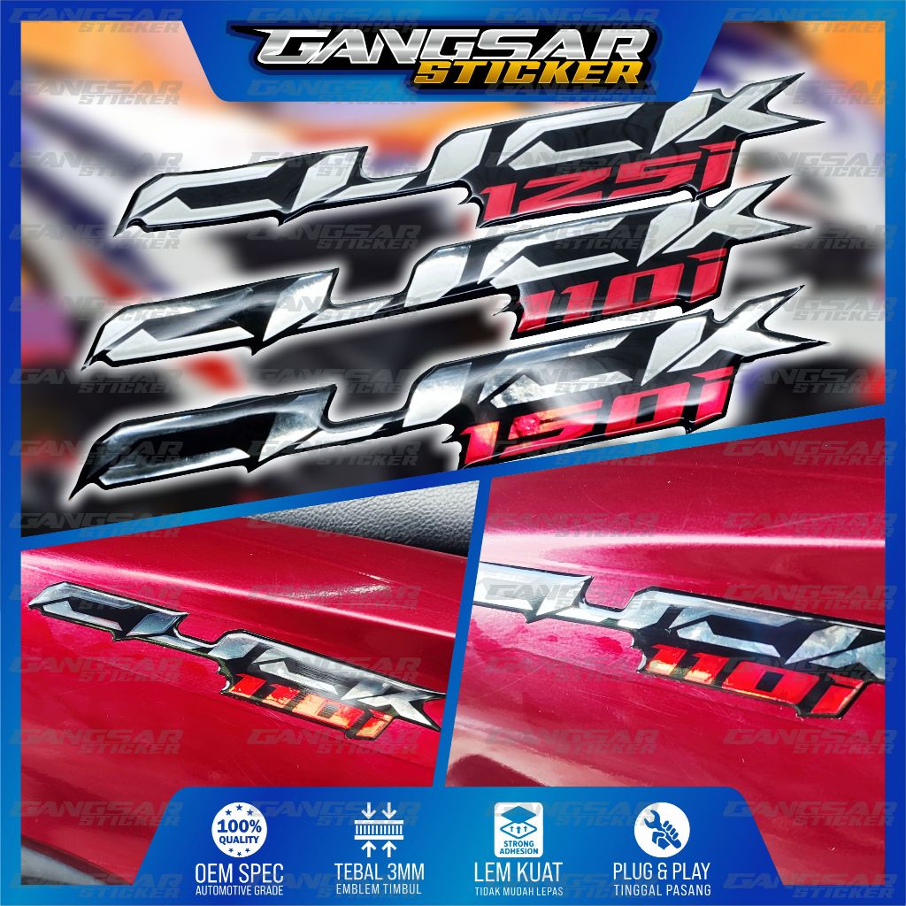 Jual emblem timbul honda click / emblem 3d honda click vario / sticker ...