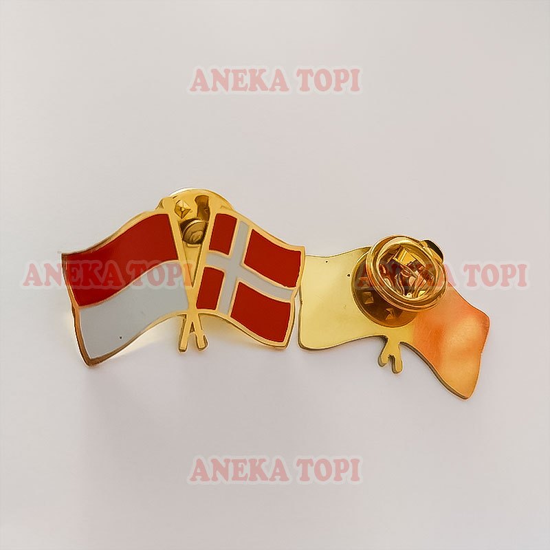 Jual Cross Flag Pin Indonesia Denmark Pin Bendera Persahabatan Denmark ...