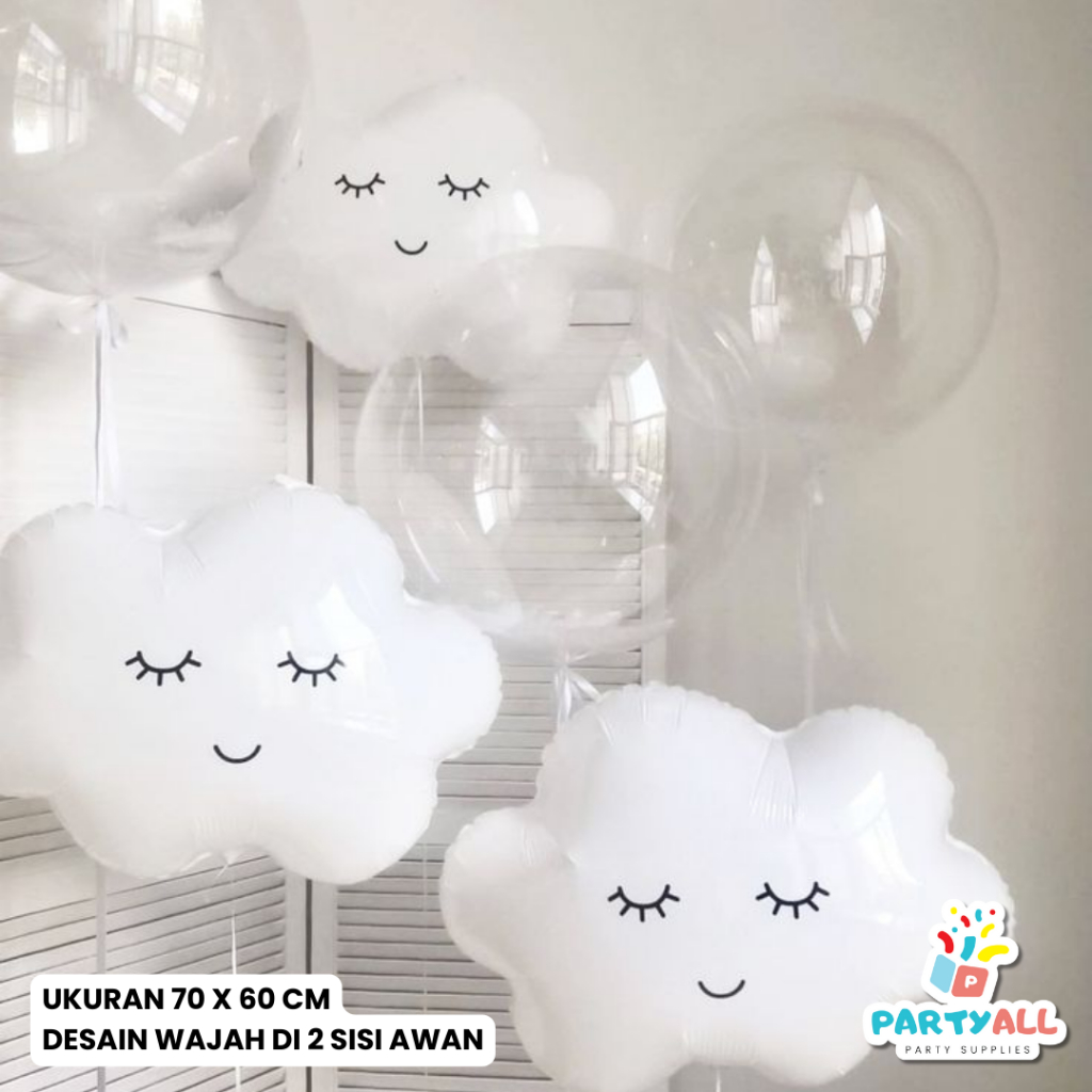 Jual Balon Awan Putih Ukuran Jumbo / Dekorasi Balon Awan Senyum ...