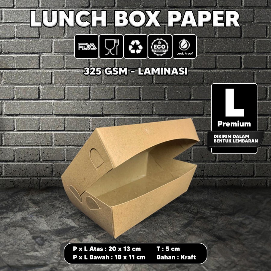 Jual Paper Lunch Box Ukuran (L-Premium 325 Gsm ) Bahan Kraft Coklat ...