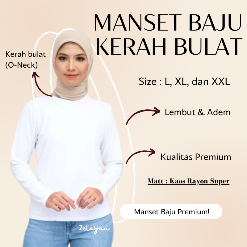 Jual Baju manset lengan panjang bahan rayon kerah bulat (O-neck ...