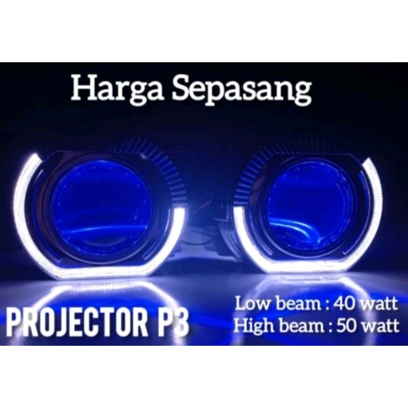 Jual PAKET KOMPLIT PROJECTOR BILED 2,5 INCH BLUE LENS P3 VINYX SEPASANG ...