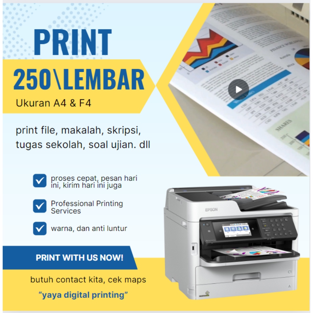 Jual PRINT A4/F4 / Cetak Kertas hVS A4 , buku, makalah, skripsi, tugas, soal A4 BW/COLOR ...