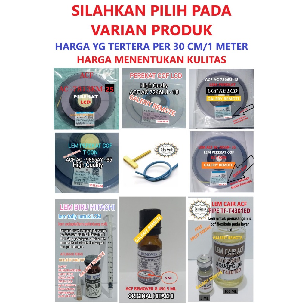 Jual Lem ACF AC 7206 , AC 2056 , ACF REMOVER , MATA SOLDER T , LEM T CON , LEM LCD , LEM ...