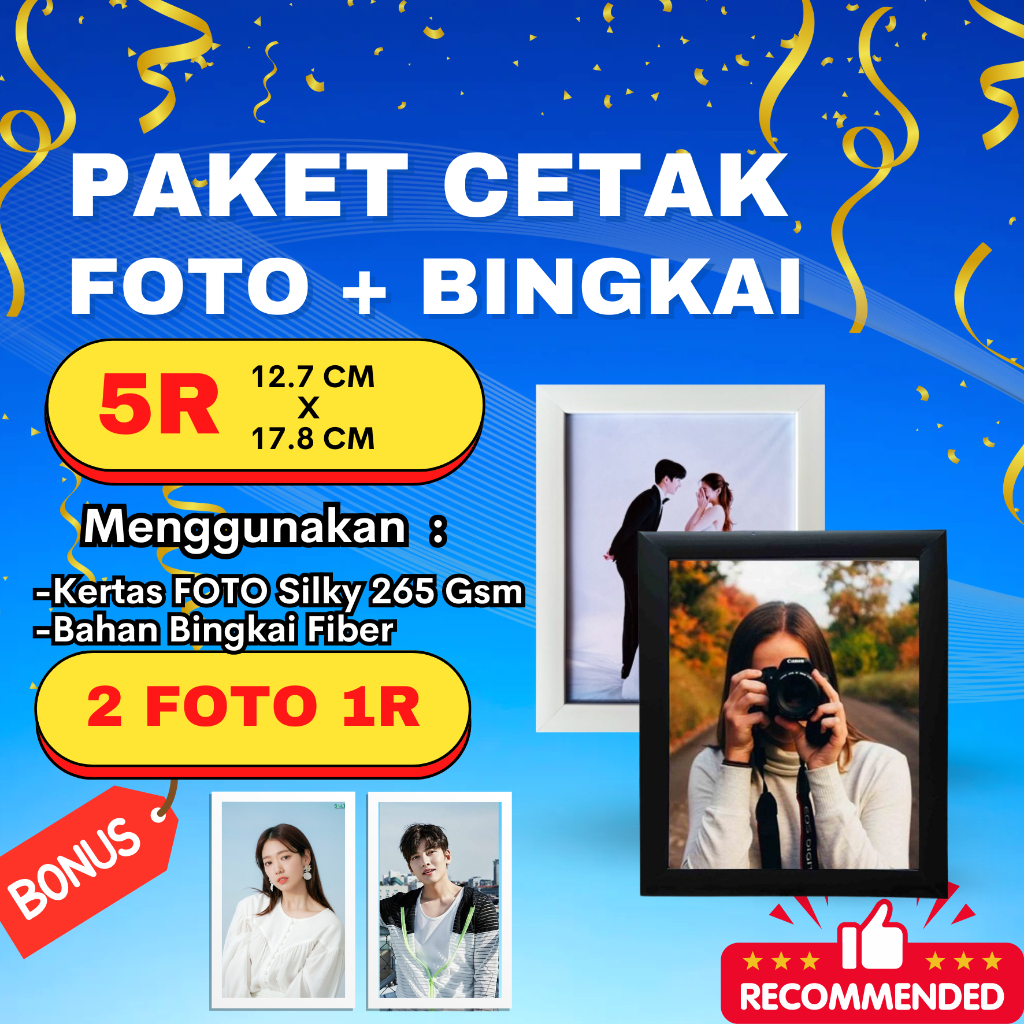 Jual Paket cetak foto + Bingkai ukuran 5R Kertas Foto Silky(bonus Foto ...