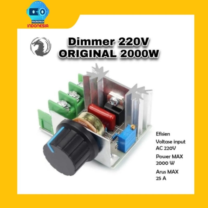 Jual Dimmer SCR 2000W Regulator Voltage 220V AC Motor Gurinda Bor Motor Speed Controller PWM ...