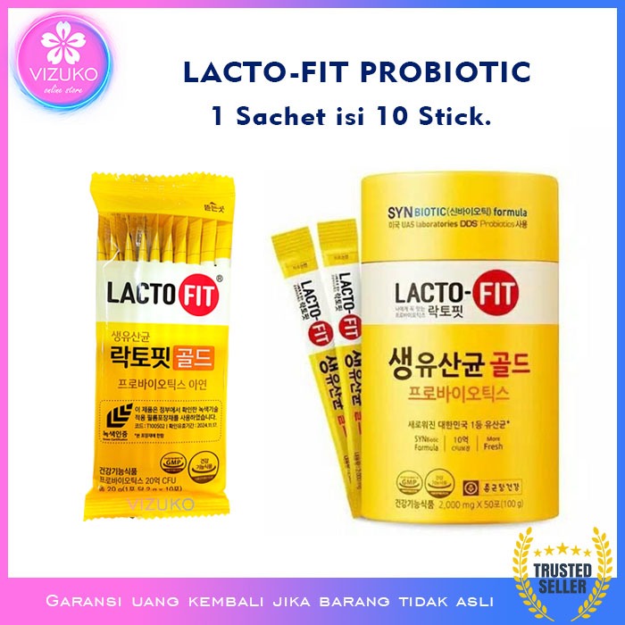 Jual LACTO-FIT Probiotic Gold 1 Sachet isi 10 Stick Ori Korea | Shopee ...