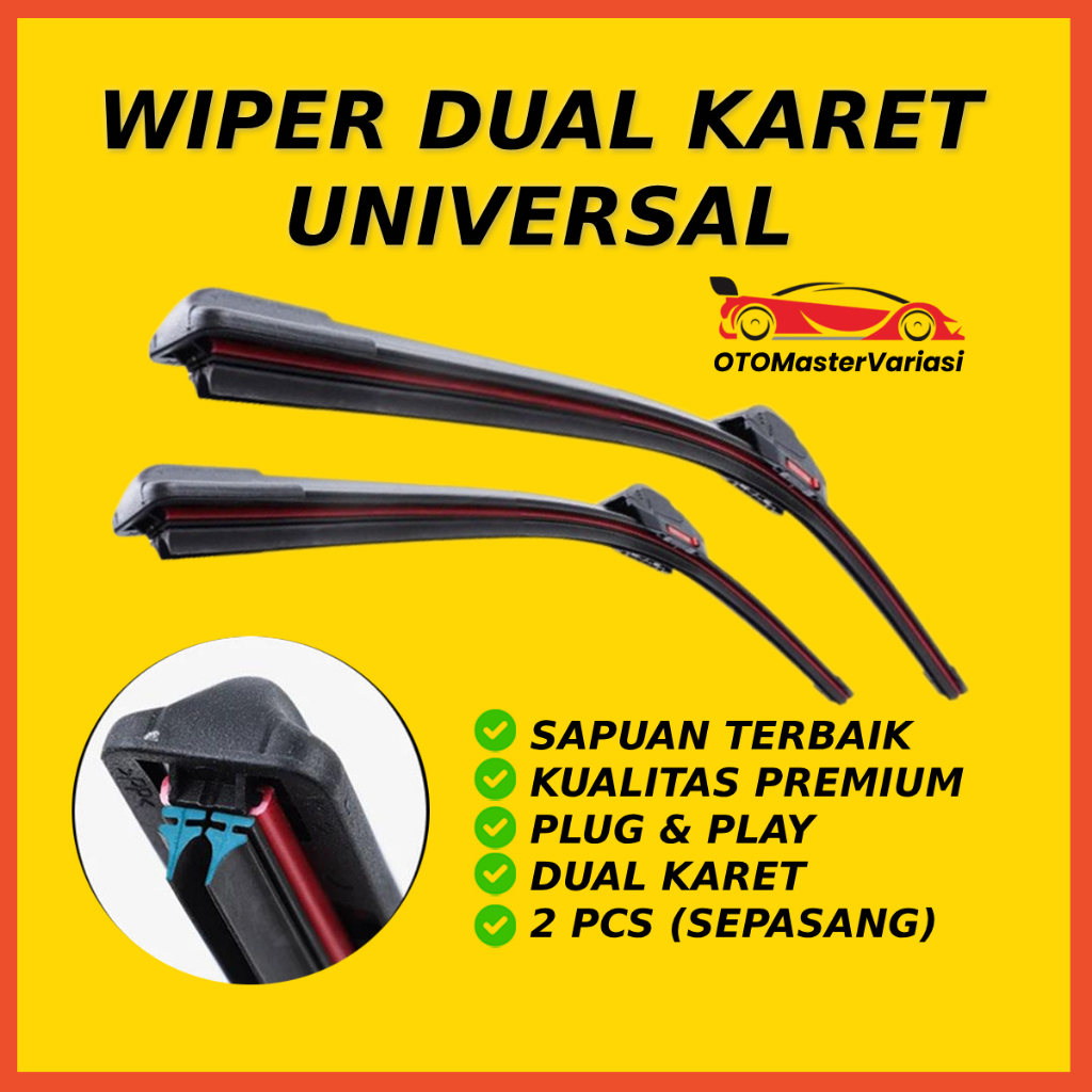 Jual Wiper Frameless Dual Blade Universal Model Karet Ganda Untuk Semua ...