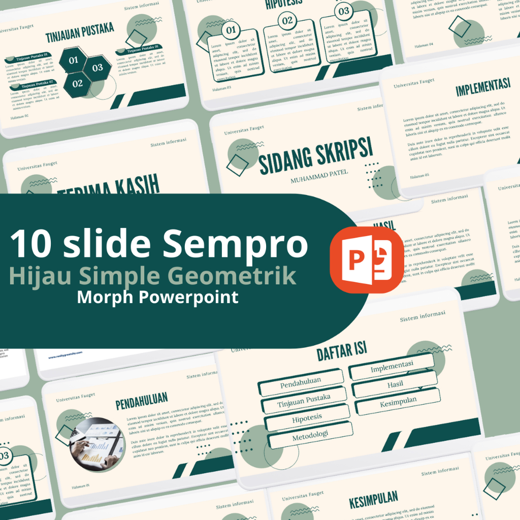 Jual Sempro Hijau Simpel Geometrik Powerpoint - Template Proposal Seminar Profesional | PPT ...
